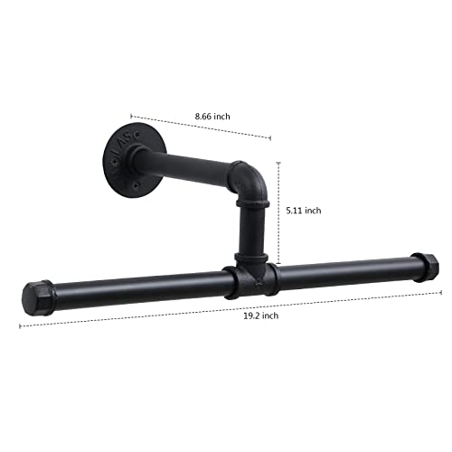 SCDGRW Wall Mounted heavy duty Industrial Pipe Clothes Rack, Vintage Iron Pipe Floating Clothing Bar, Black Iron Metal Garment Bar for Laundry Room bedroom ect