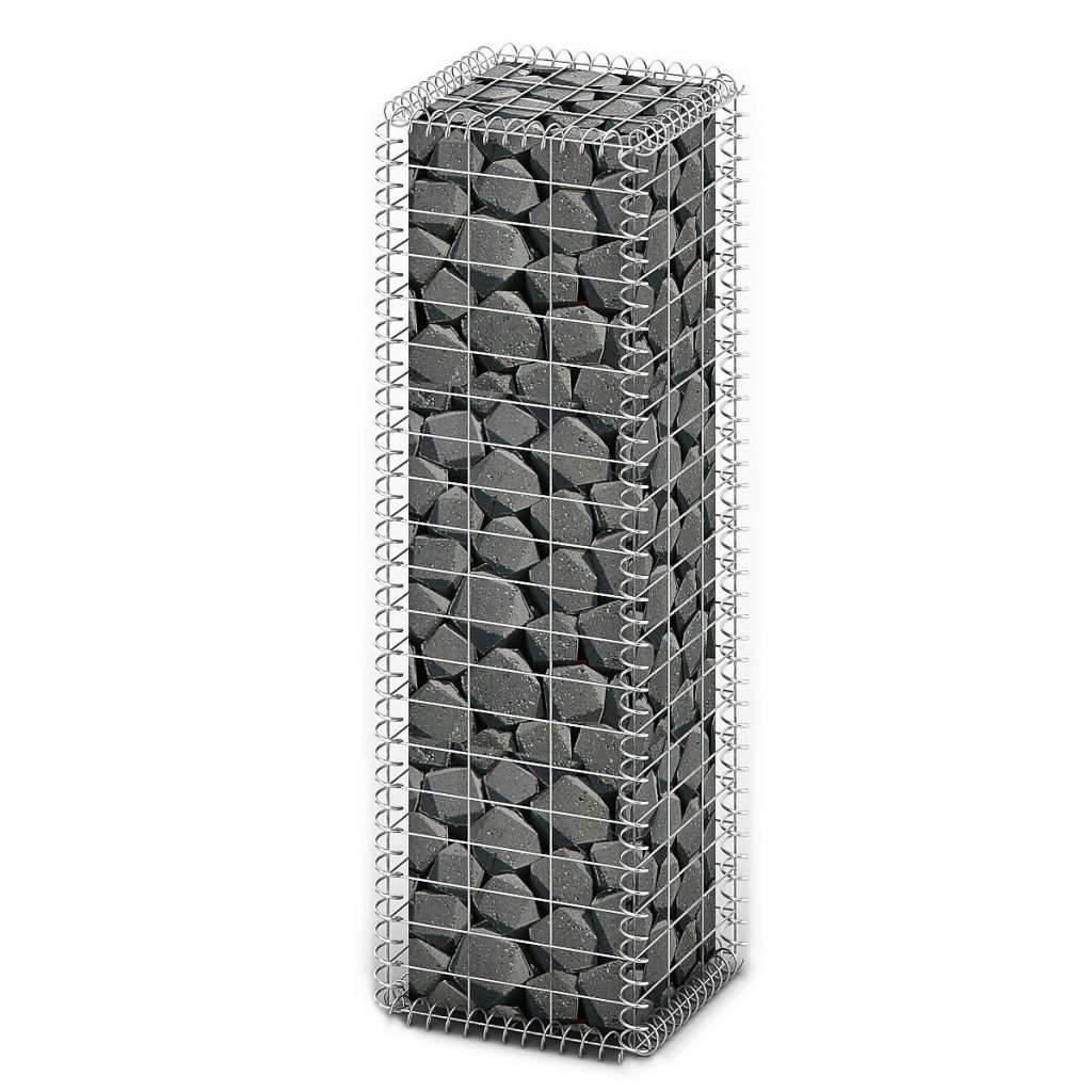 Festnight Gabion Basket with Lids Galvanized Wire Steel Stone Basket Wire Wall Garden Edging Cage Walls Panels