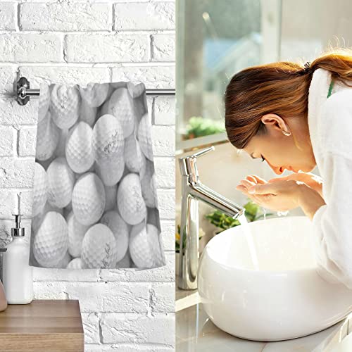 Jucciaco White Golf Balls Cotton Towels for Bathroom Sports Kitchen, Soft Absorbent Hand Towels Set of 2, 16x28 inch