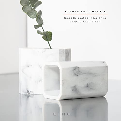 BINO Bathroom Accessories Set - Matte Marble | Soap Dispenser | Toothbrush Holder | Tumbler | 3-Piece Bathroom Organizer Countertop Set | Bathroom Decor | Home Decor | Bathroom Set
