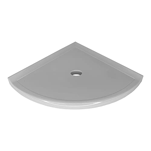 Questech Décor 10 Inch Corner Shower Shelf Bathroom Caddy, Lugged For New Construction, Corner Shower Shelf For Tiled Shower Walls, Bathroom Corner Shelf, 10 Inch Metro Lugged, Cool Gray Polished