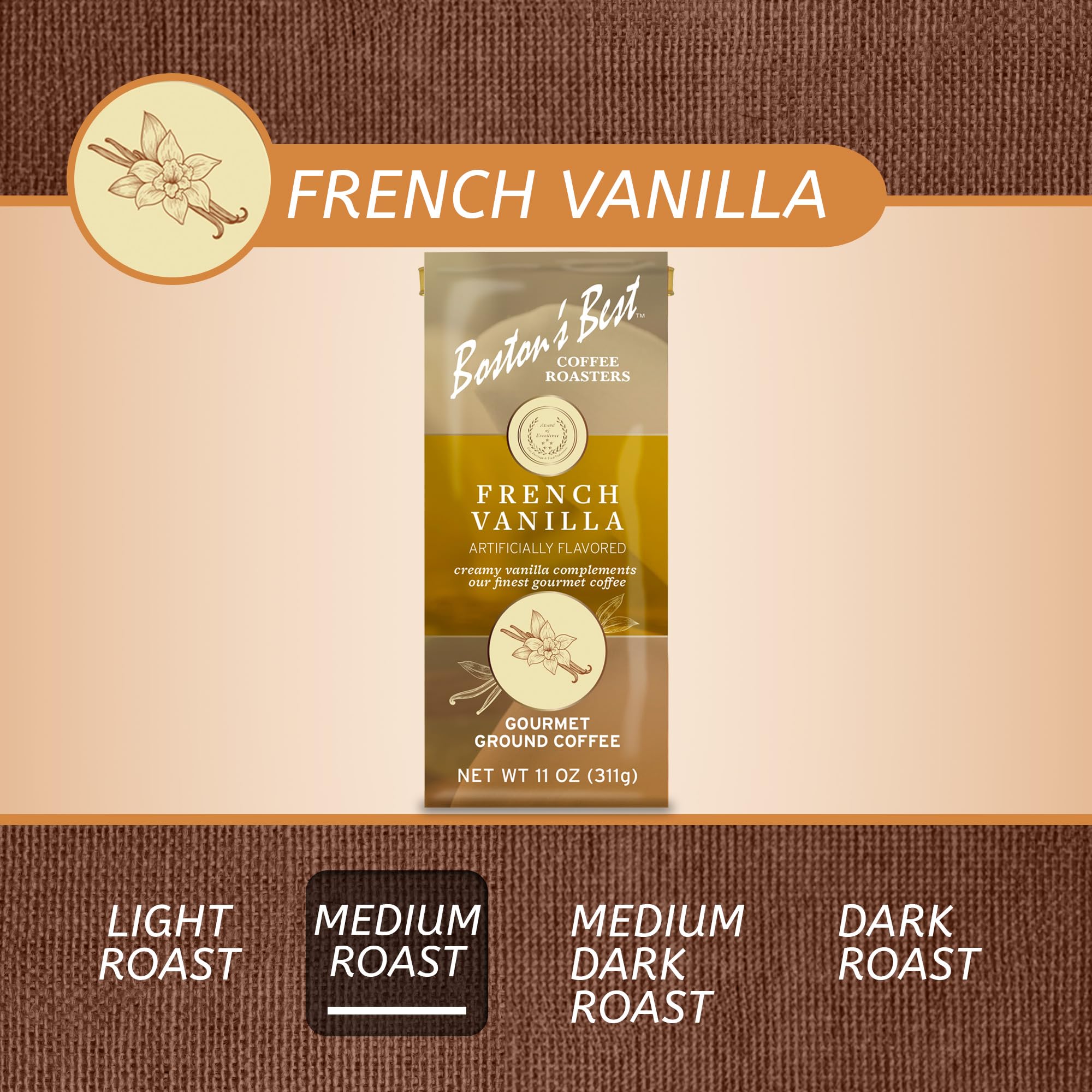 Boston’s Best Coffee - French Vanilla Coffee, Delicious Gourmet Coffee, Premium Ground Coffee, 11 oz. / 311 g Coffee Bag