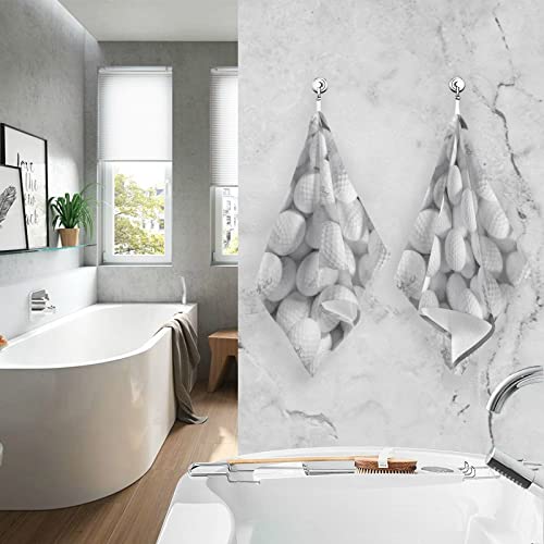 Jucciaco White Golf Balls Cotton Towels for Bathroom Sports Kitchen, Soft Absorbent Hand Towels Set of 2, 16x28 inch