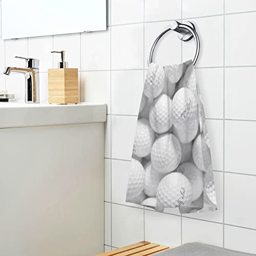 Jucciaco White Golf Balls Cotton Towels for Bathroom Sports Kitchen, Soft Absorbent Hand Towels Set of 2, 16x28 inch
