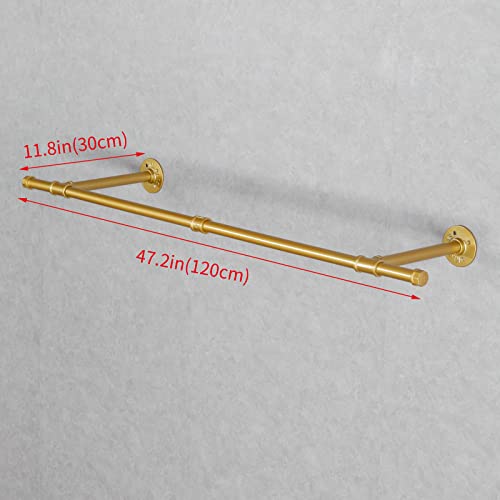 RZGY Clothes Rack Wall Mount, 47.2''L Clothing Bar for Wall, Industrial Pipe Clothes Rod, Heavy Duty Hanging Clothes Rack Detachable Garment Bar, Multi-Purpose Hanging Rod for Closet
