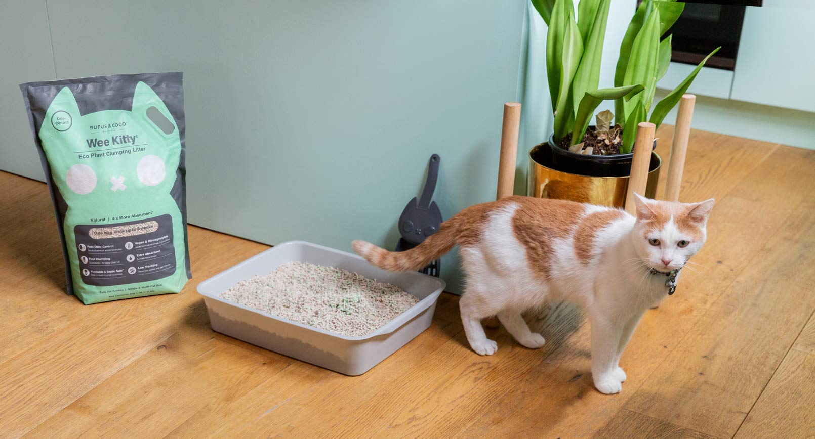 Rufus & Coco Wee Kitty Eco Plant Tofu Cat Litter | Natural Flushable Clumping Cat Litter | Low Tracking Biodegradable Soy Pellets | Super Absorbent Soy Bean Fibres 8.8 lbs
