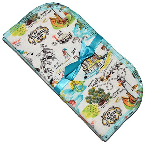2 Ply Printed Flannel 8x8 Inches Set of 5 Little Wipes Pirates and Pals