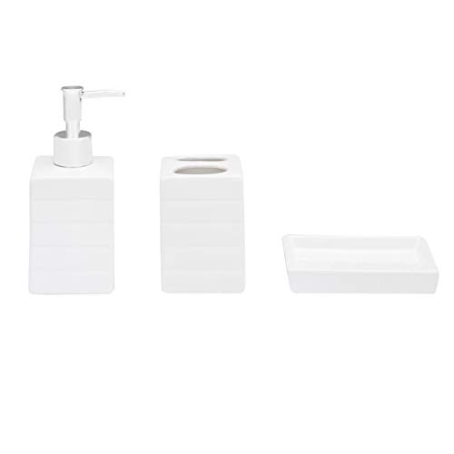 Amazon Basics 3-Piece Ceramic Bathroom Accessories Set - White