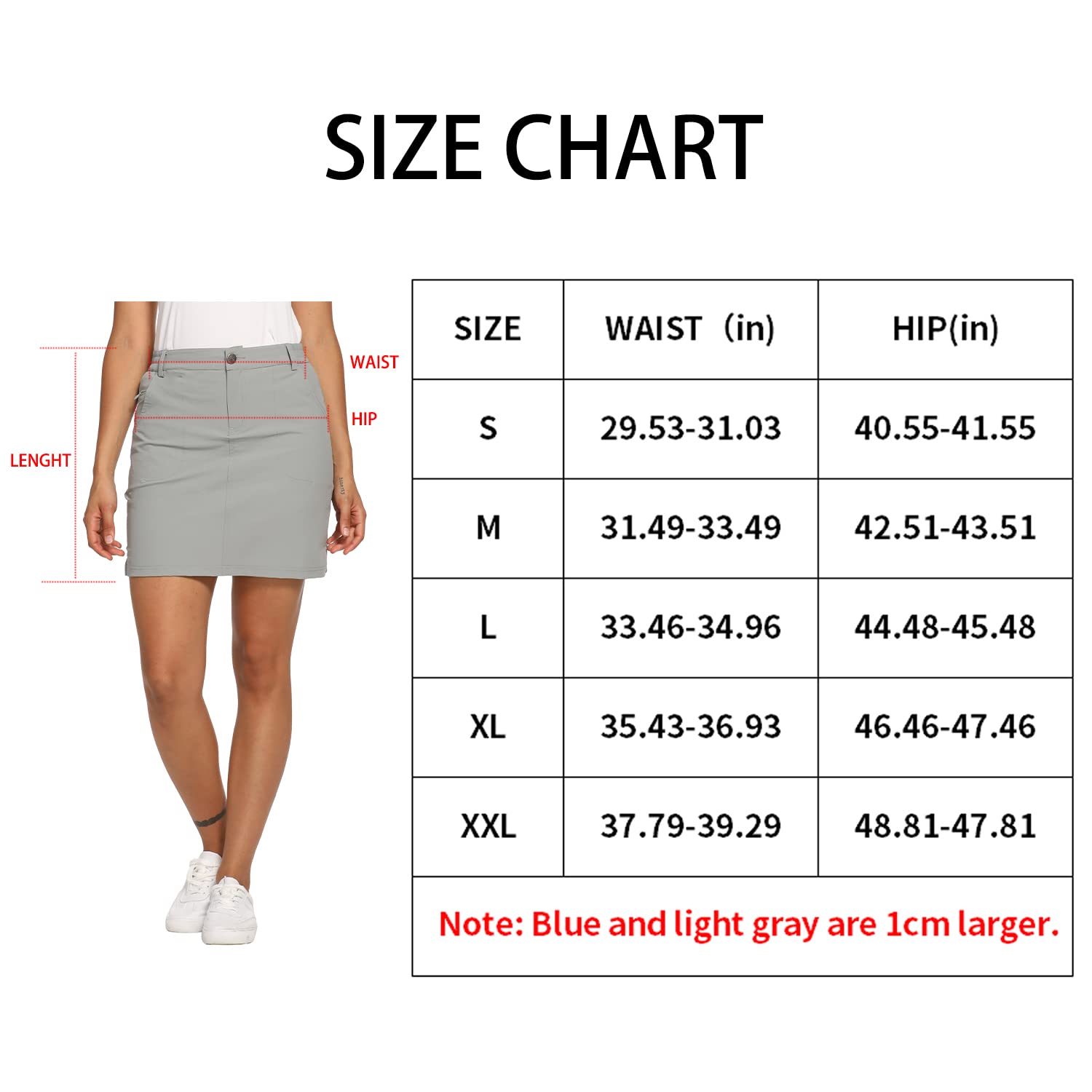 CQC Women's Outdoor UPF 50+ Golf Skort Casual Active Skirts Build-in Shorts with Pockets Gray M