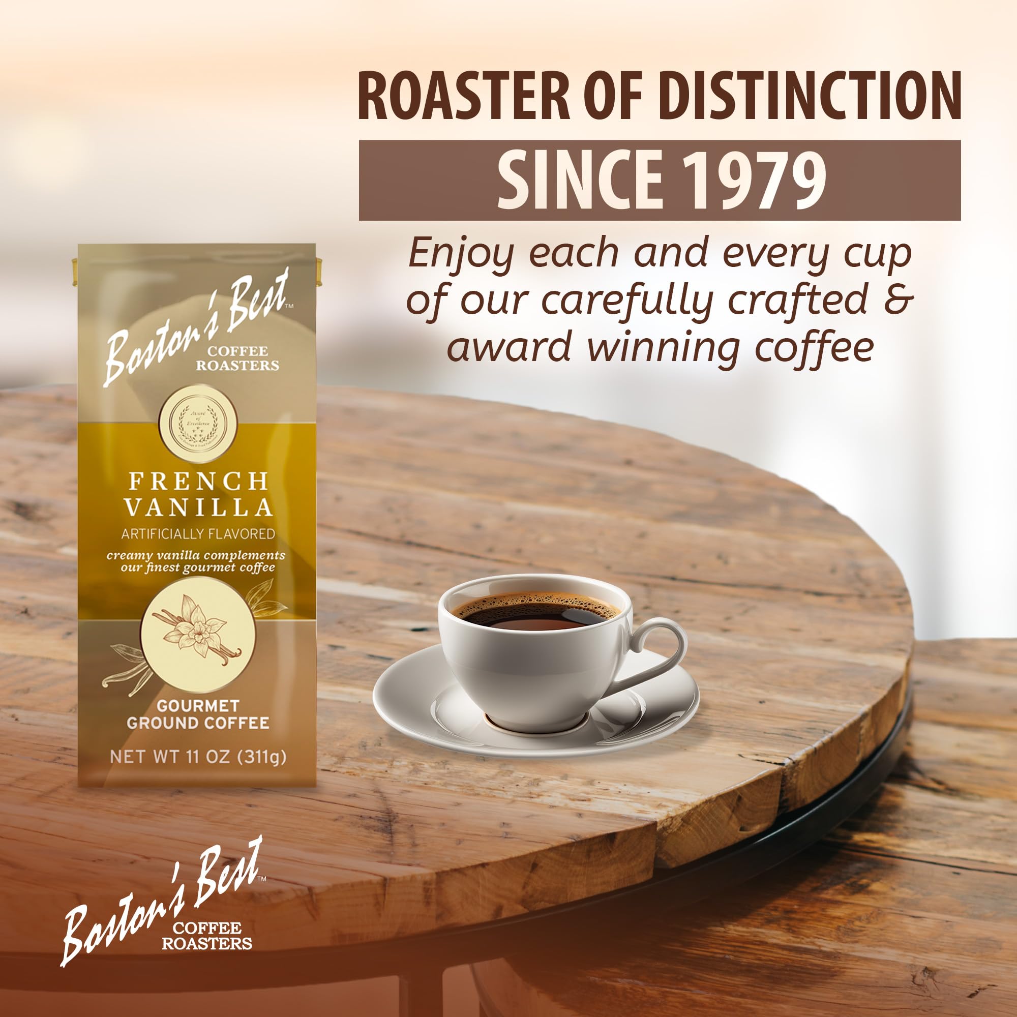 Boston’s Best Coffee - French Vanilla Coffee, Delicious Gourmet Coffee, Premium Ground Coffee, 11 oz. / 311 g Coffee Bag