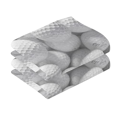 Jucciaco White Golf Balls Cotton Towels for Bathroom Sports Kitchen, Soft Absorbent Hand Towels Set of 2, 16x28 inch