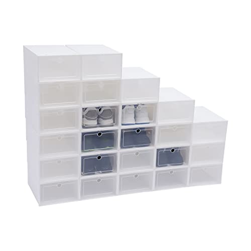 TouSuaRSi 24Pcs Plastic Shoe Boxes Clear Stackable Box Storage with Lids Clear Shoe Boxes Stackable Shoe Containers with Snap-Tight Clasp Design and Ventilation Holes for Home (Qty : 24Pcs)