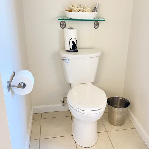 Evelots Kitty Cat Toilet Paper Holder-Free Standing-Bathroom Space Saver-Black Metal
