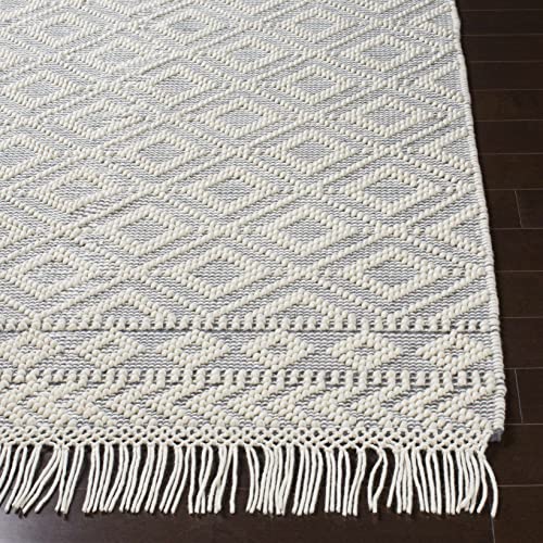 Hauteloom Glastonbury Wool Living Room, Bedroom Area Rug - Traditional, Transitional - Gray, White - 8' x 10'
