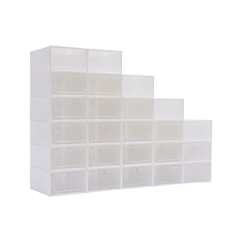 TouSuaRSi 24Pcs Plastic Shoe Boxes Clear Stackable Box Storage with Lids Clear Shoe Boxes Stackable Shoe Containers with Snap-Tight Clasp Design and Ventilation Holes for Home (Qty : 24Pcs)