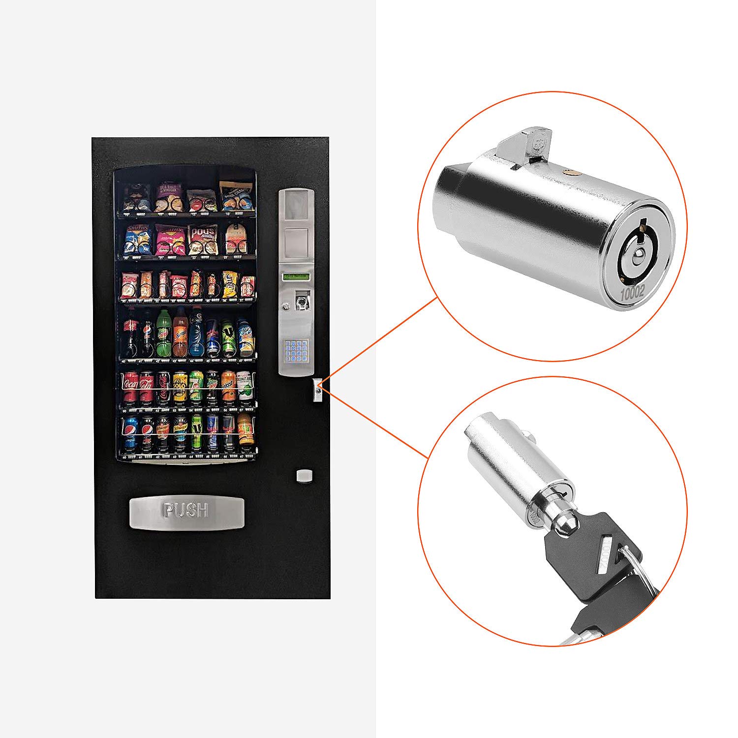 STARVAST Tubular Key Lock for Vending Machines, Zinc Alloy, Chrome, 2 Pack