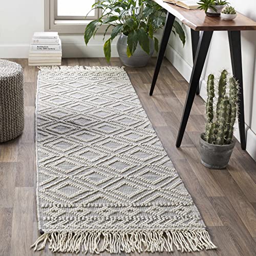 Hauteloom Glastonbury Wool Living Room, Bedroom Area Rug - Traditional, Transitional - Gray, White - 8' x 10'