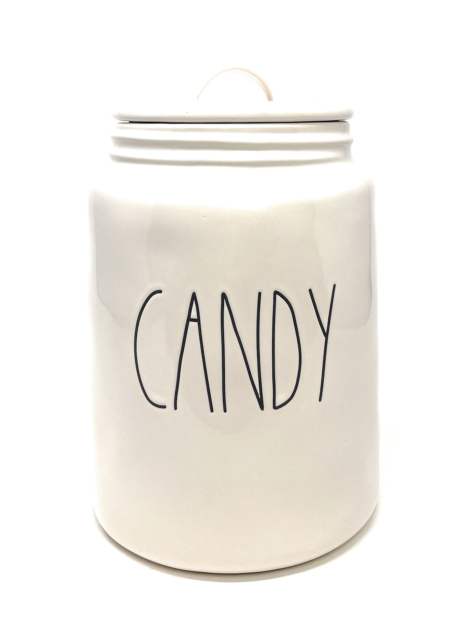 Rae Dunn "CANDY" CANISTER 10" tall- ceramic - dishwasher safe! - very rare!