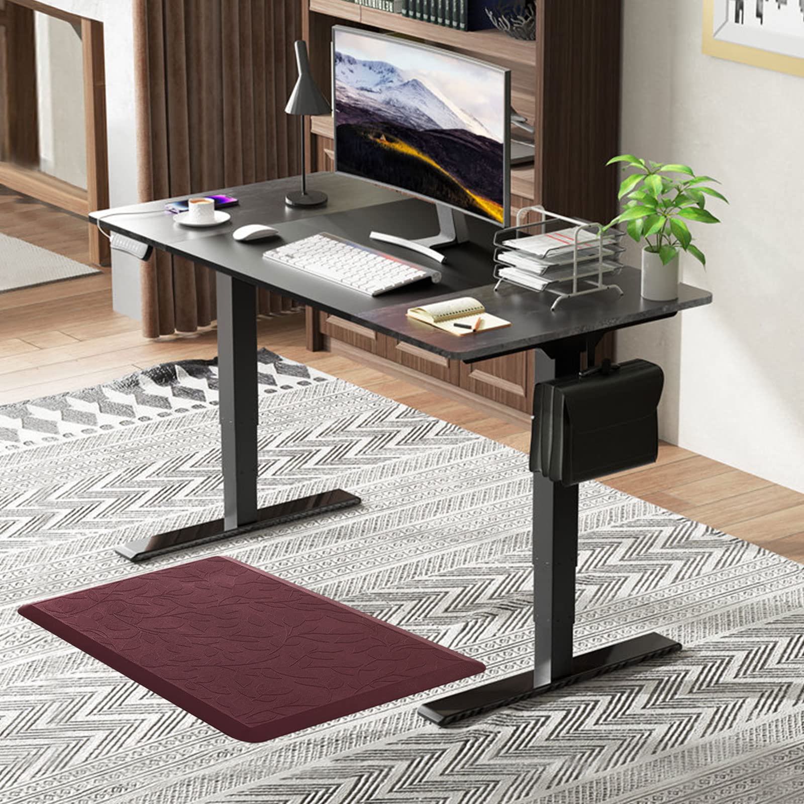 Anti Fatigue Kitchen Mat for Floor by DAILYLIFE, 3/4" Thick Kitchen Cushioned Mat, Standing Comfort Mat for Home, Office, Garage, Non-Slip Bottom, Waterproof & Easy-to-Clean (24" x 36", Burgundy)