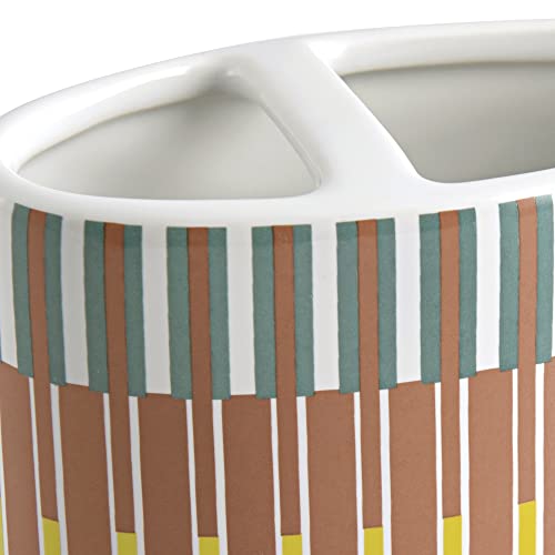 Allure Home Creation Market Stripe 4-Piece Ceramic with Bamboo Bath Accessory Set