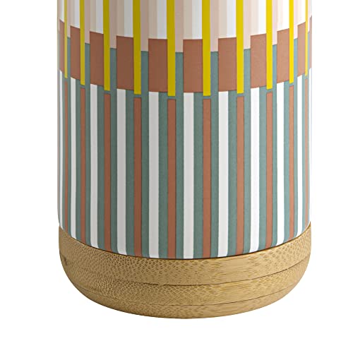 Allure Home Creation Market Stripe 4-Piece Ceramic with Bamboo Bath Accessory Set