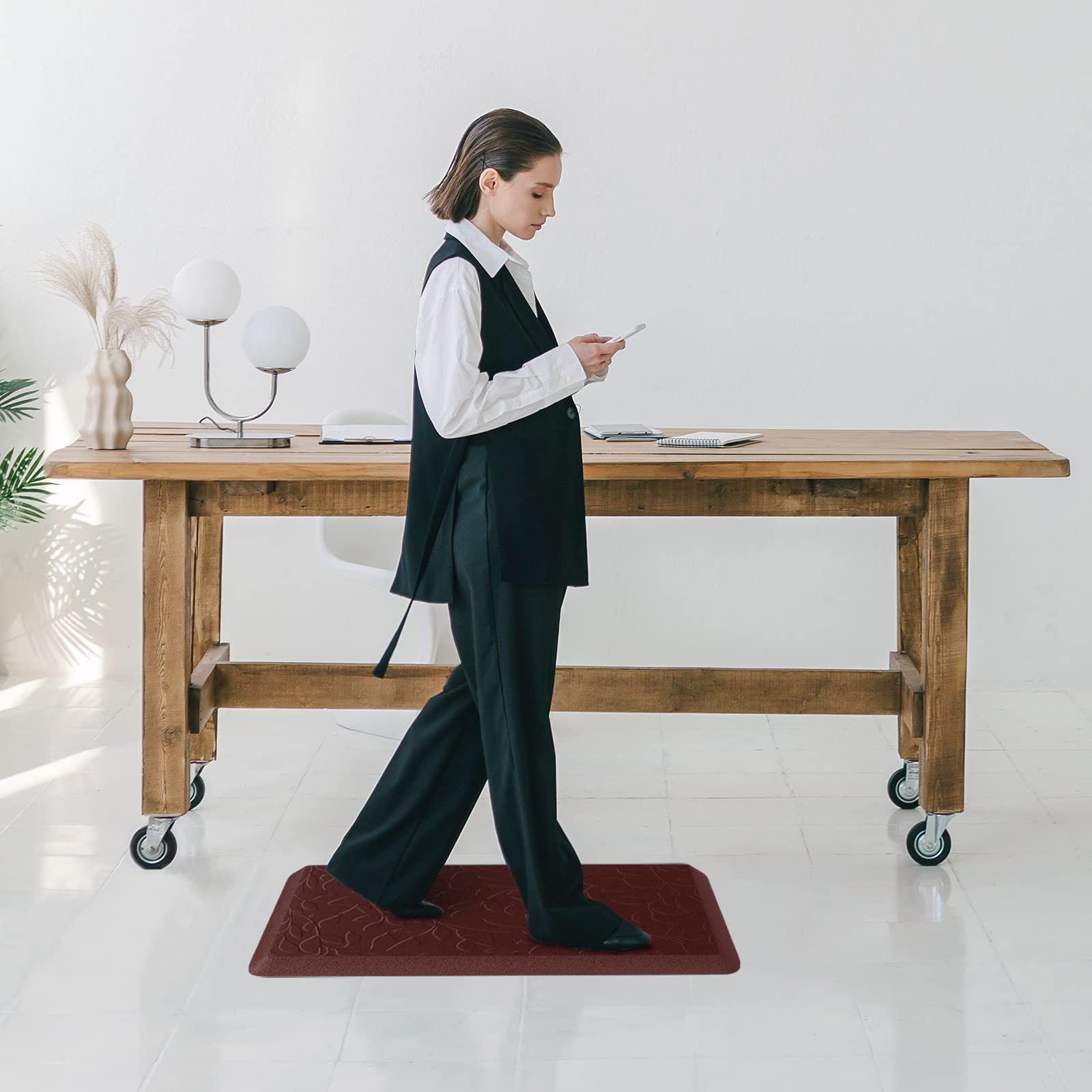 Anti Fatigue Kitchen Mat for Floor by DAILYLIFE, 3/4" Thick Kitchen Cushioned Mat, Standing Comfort Mat for Home, Office, Garage, Non-Slip Bottom, Waterproof & Easy-to-Clean (24" x 36", Burgundy)