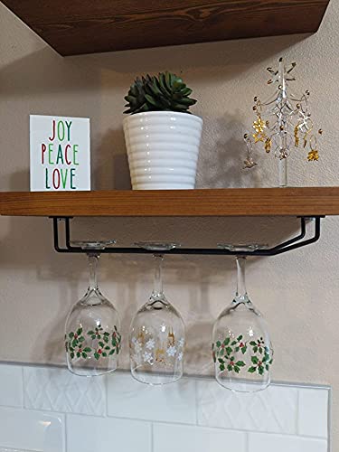 RedDreamer 14-Inch Black Wine Glass Rack, Under Cabinet Wine Glass Holder Stainless Steel Stemware Rack - Hanging Stemware Holder for Cabinet Kitchen Bar, Set of 4