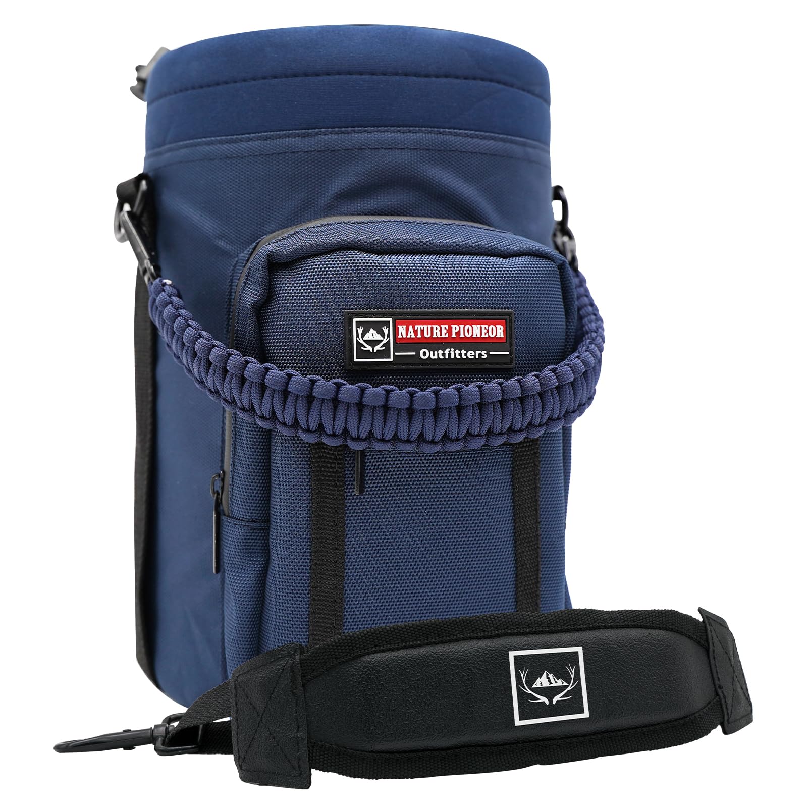 NATURE PIONEOR Insulated Water Bottle Holder with Shoulder Strap for One Gallon 128OZ Sports Water Jugs Bottles, Carrier/Pouch Sleeve for Outdoor Camping, Hiking,Gym
