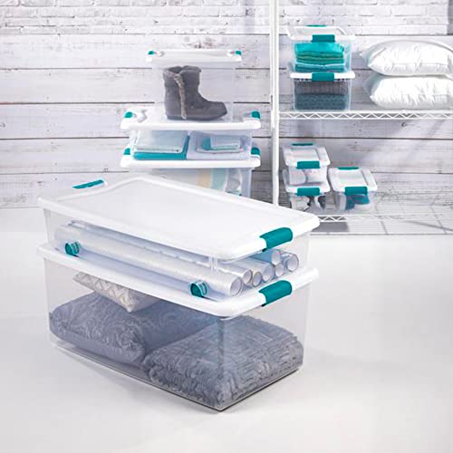Sterilite 106 Quart Clear Plastic Stackable Storage Container Bin Box Tote with White Latching Lid Organizing Solution for Home & Classroom, 12 Pack