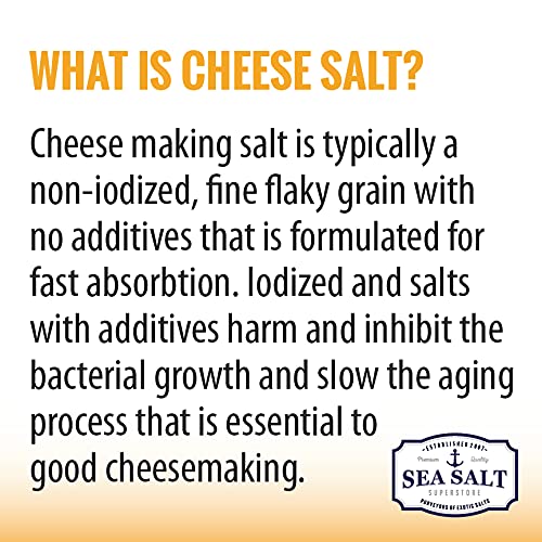 Cheese Sea Salt, Fine Sea Salt for Homemade Cheese Making, Gluten-Free and Non-Iodized Salt, Kosher Cheese Kit Essential Salt, 1 lb Shaker, Sea Salt Superstore