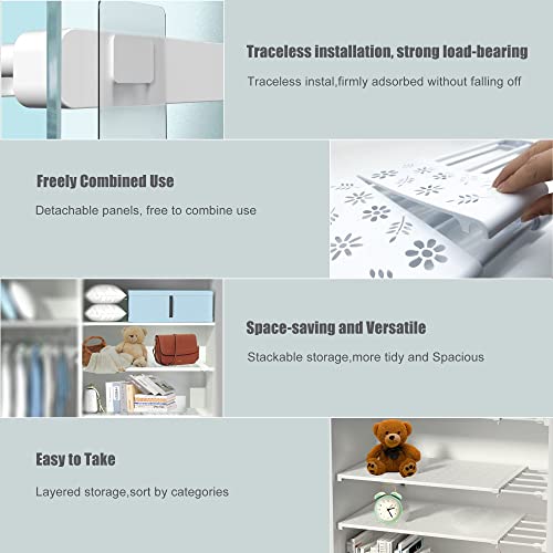 Expandable Closet Tension Shelf Storage Adjustable Closet Shelf Rod Organizer Kitchen Cabinet Divider Separator for Cabinet Wardrobe Cupboard Kitchen Bathroom