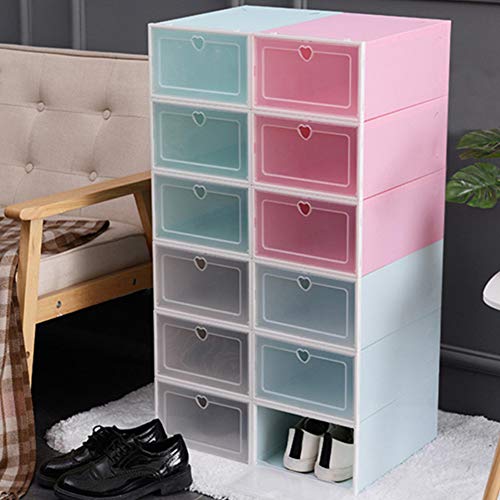 Yaoyodd19 Clothes Holder Clear PP Stackable Dust-Proof Flip Drawer Shoes Box Storage Container Organizer - Black