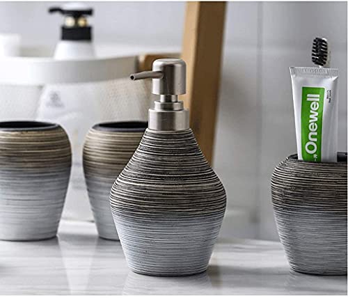 MADPET Soap Dispenser for Bathroom Kitchen, Bathroom Accessories Set Vintage Handmade Ceramic Bathroom 5-Piece Toilet Set Bathroom Supplies Set Wash Set, Toothbrush Cup Holder