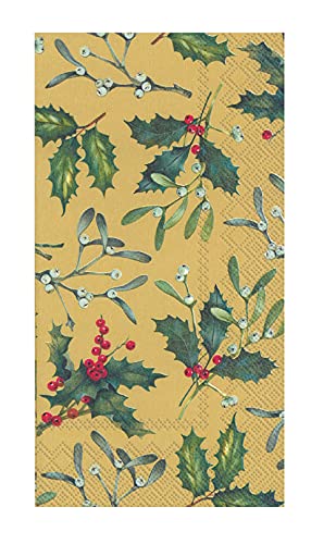 Christmas Hand Towels Sets: Quality Disposable Paper Hand Towels Featuring Beautiful Holiday Themes - 32 Total Holiday Guest Towels Per Set (Esther Gold)