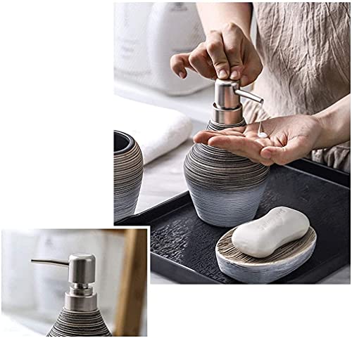 MADPET Soap Dispenser for Bathroom Kitchen, Bathroom Accessories Set Vintage Handmade Ceramic Bathroom 5-Piece Toilet Set Bathroom Supplies Set Wash Set, Toothbrush Cup Holder