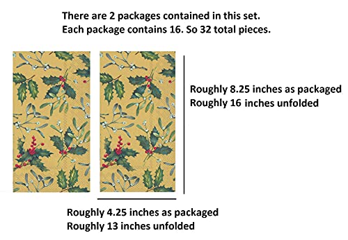 Christmas Hand Towels Sets: Quality Disposable Paper Hand Towels Featuring Beautiful Holiday Themes - 32 Total Holiday Guest Towels Per Set (Esther Gold)