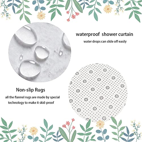4PCS Red Rose Shower Curtain Set with Rugs,Toilet Lid Cover,U-Shaped Mat,Contemporary Water Pattern Red Rose Pattern Shower Curtains for Bathroom Waterproof Polyester Flower Bathroom Sets,71x71