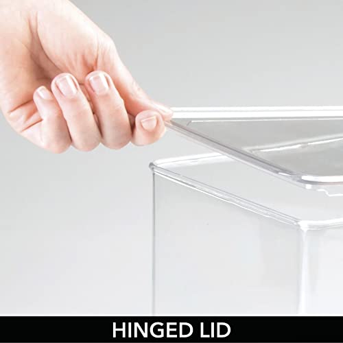 mDesign Stackable Plastic Closet Storage Container Bin Box with Hinge Lid for Organizing Shoes, Booties, Pumps, Sandals, Wedges, Flats, Heels - Lumiere Collection - 4 Pack - Clear