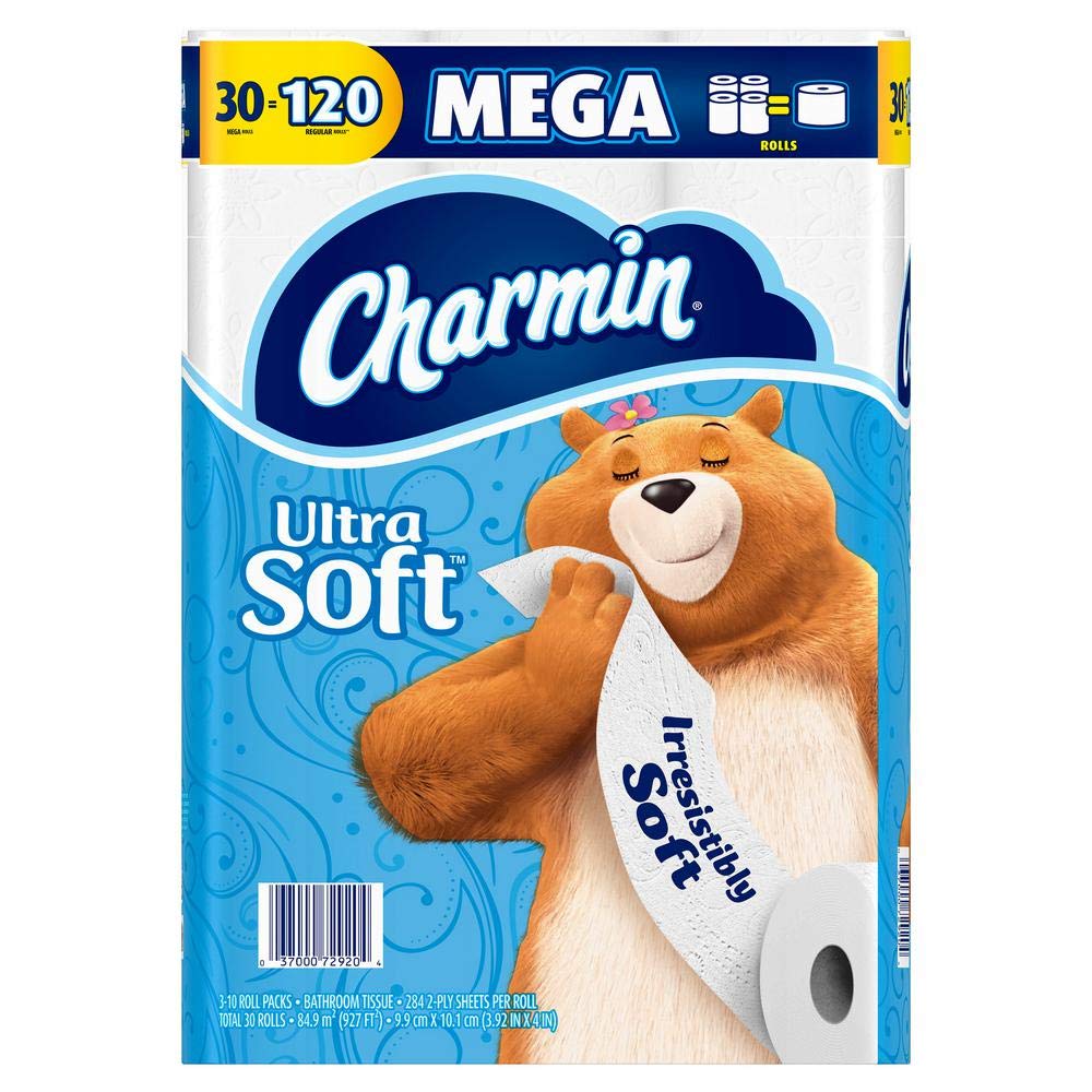 Charmin Ultra Soft Bathroom Tissue (30 Mega Rolls = 120 Regular Rolls) Toilet Paper