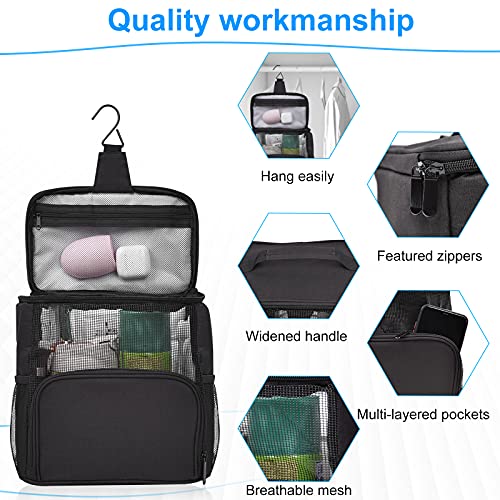 Conliga Portable Shower Caddy , (Updated Version, Full Size Bottle Compatible), Hanging Toiletry Bag, Large Capacity,Water-resistant Easy Dry