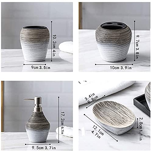 MADPET Soap Dispenser for Bathroom Kitchen, Bathroom Accessories Set Vintage Handmade Ceramic Bathroom 5-Piece Toilet Set Bathroom Supplies Set Wash Set, Toothbrush Cup Holder