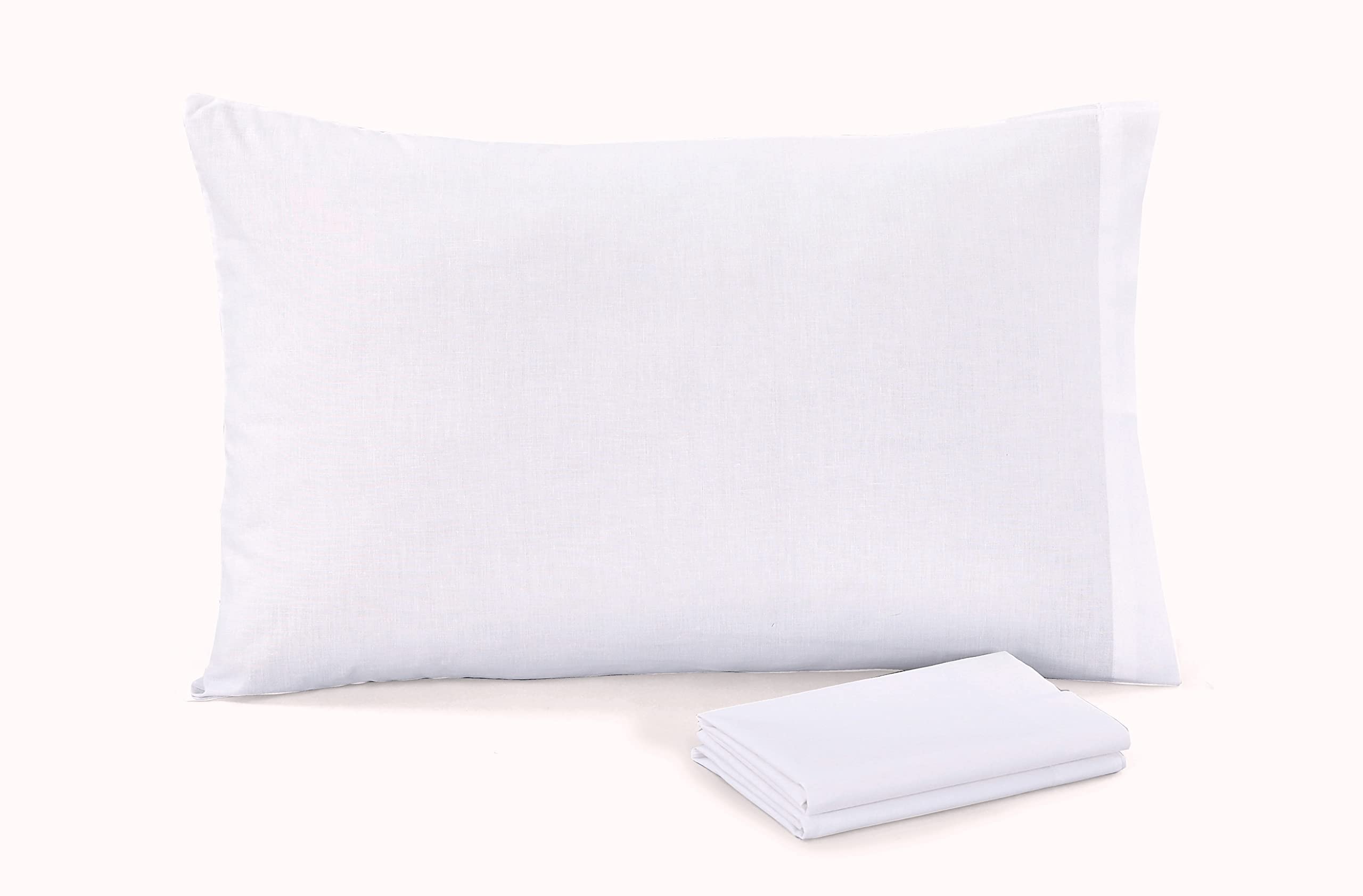 Lasimonne White Pillow Cases, 2-Pack Standard/Queen Size, Egyptian Quality Cotton Blend Luxury Percale 200TC-20x30,White