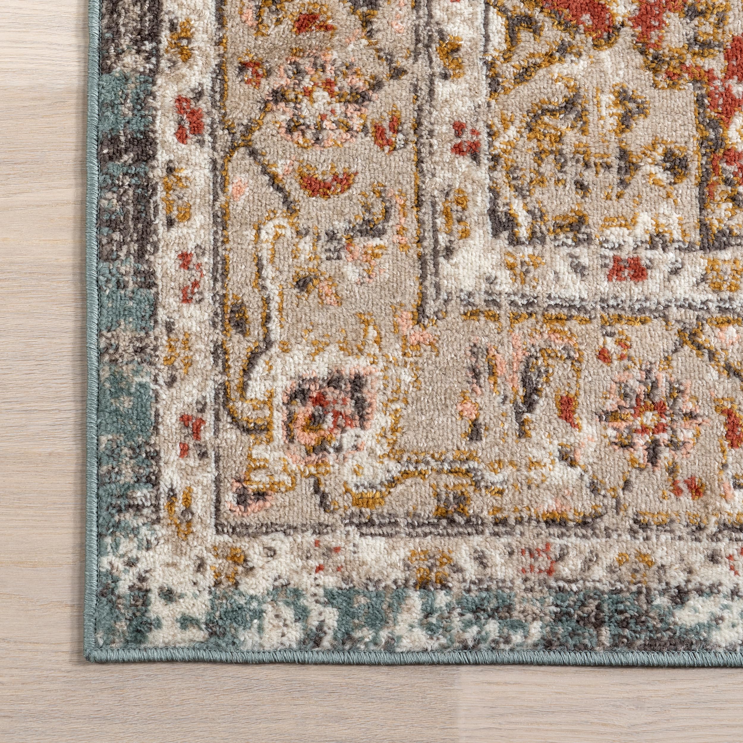 nuLOOM Performance Oriental Style Area Rug, Vintage Design, Durable, Easy to Clean, Justine Beige, 3' x 12'