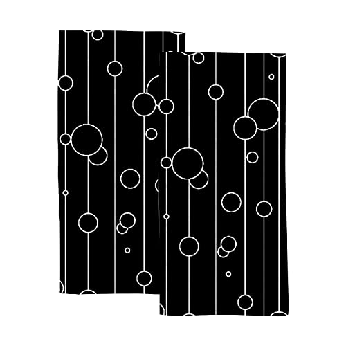 Hand Towel Polka Dot Black White Striped Face Towel Set of 2 Fingertip Towel Kitchen Tea Bar Dish Cloths Absorbent Dry Shower Towel