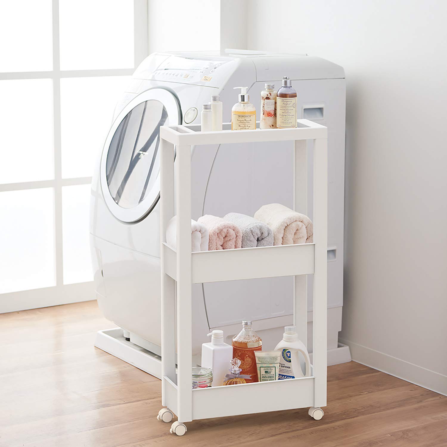 Tenma W-030W Kitchen Storage Fabier Skipita Wagon, Wide 4 Tiers, White, Width 10.6 x Depth 17.7 x Height 33.5 inches (27 x 45 x 85 cm)