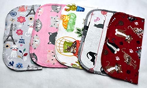 1 Ply Printed Flannel Little Wipes 8x8 Inches Set of 5 The Cats Meow