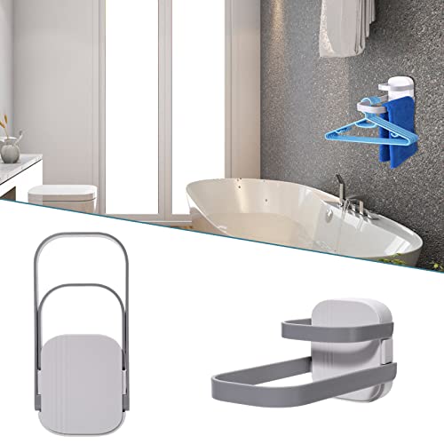 BULFULL Hanger Organizer No Punching Hanger Storage Rack, Foldable Hanger Storage Holder Hanger Organizer Rack Double Layer, Hanger Holder Stand Hanger Organizer Stacker for Closet Laundry Room (Grey)