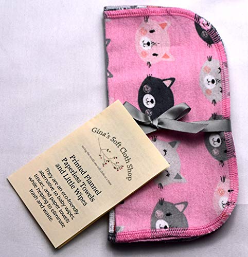 1 Ply Printed Flannel Little Wipes 8x8 Inches Set of 5 The Cats Meow