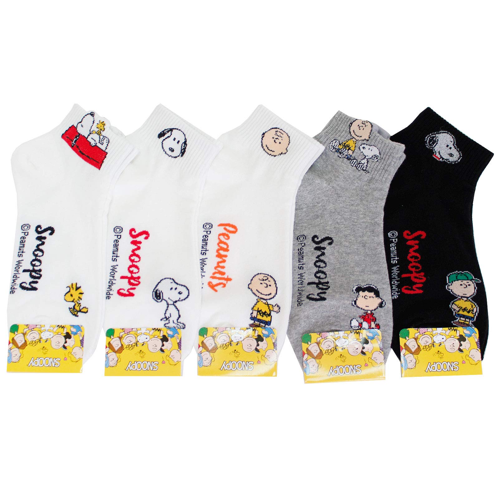 evei The Peanuts Snoopy Cartoon Movie Series Women's Original Socks (snoopy21_5pairs)