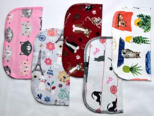 1 Ply Printed Flannel Little Wipes 8x8 Inches Set of 5 The Cats Meow